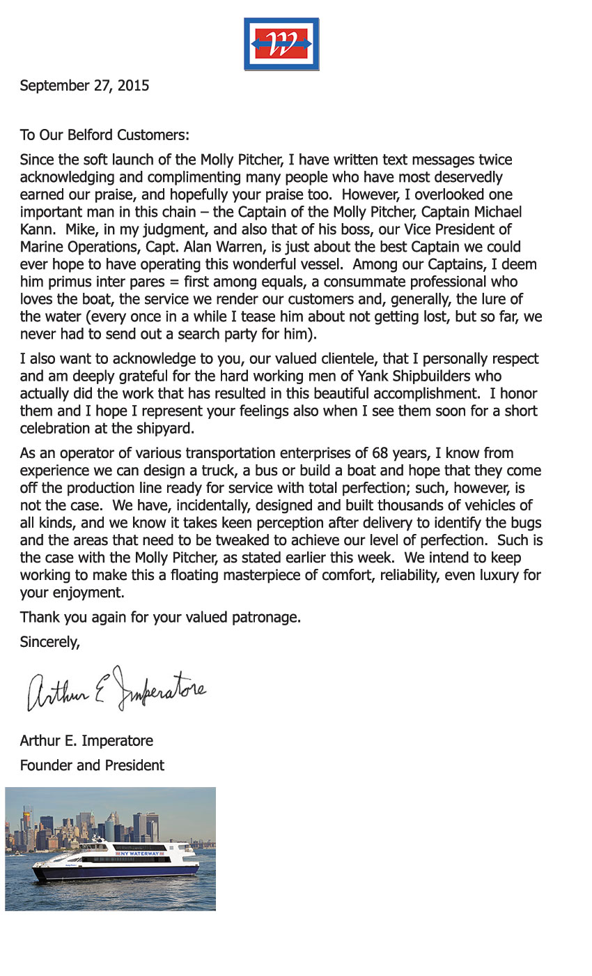 Molly Pitcher Letter